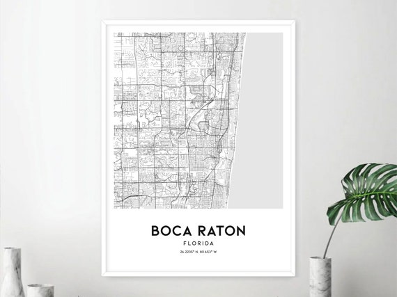 Boca Raton Map Print Boca Raton Map Poster Wall Art Fl City - Etsy España