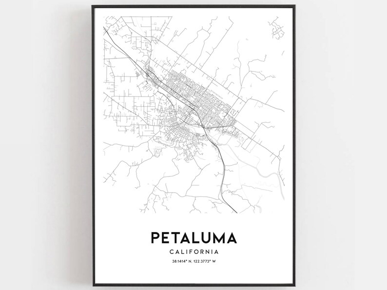 Petaluma Map Print Petaluma Map Poster Wall Art Ca City Map | Etsy