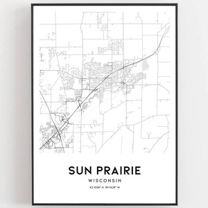 Sun Prairie Map Print Sun Prairie Map Poster Wall Art Wi | Etsy