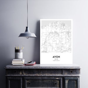 Avon Map Print, Avon Map Poster Wall Art, Oh City Map, Ohio Print ...