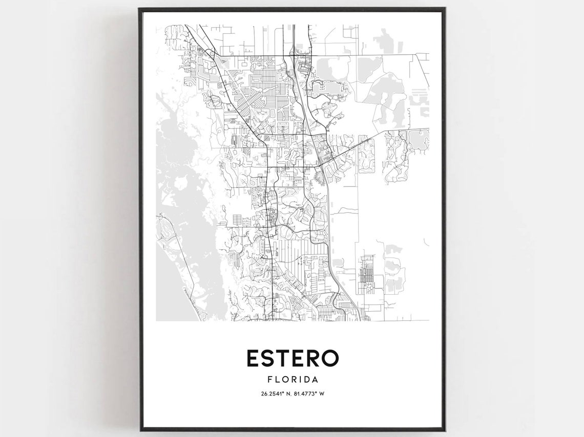 Estero Map Print Estero Map Poster Wall Art Fl City Map | Etsy