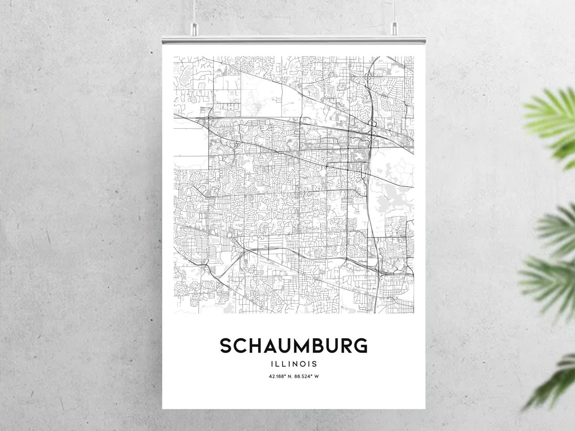 Schaumburg Map Print Schaumburg Map Poster Wall Art Il City | Etsy