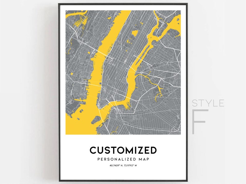 Custom Map Print, Custom City Map, Personalized Print, Travel Map Gift ...