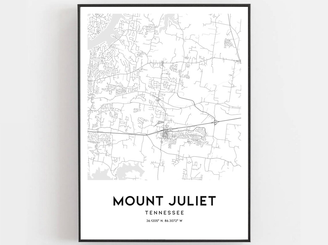 Mount Juliet Map Print Mount Juliet Map Poster Wall Art Tn | Etsy