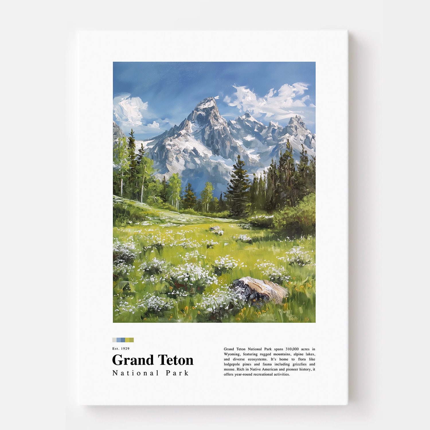 Grand Teton National Park Poster Grand Teton Travel Print Painting ...