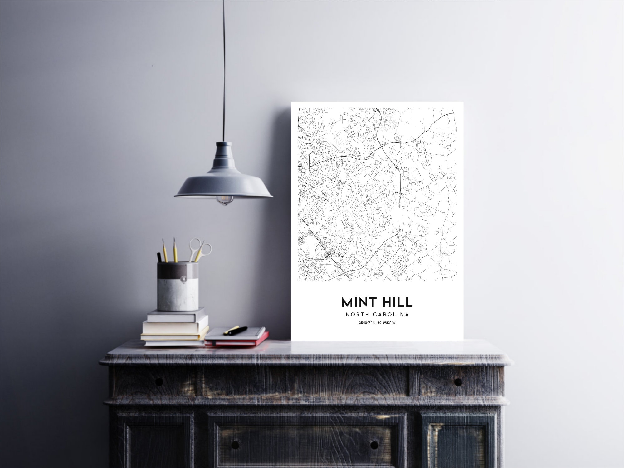 Mint Hill Map Print, Mint Hill Map Poster Wall Art, Nc City Map, North ...