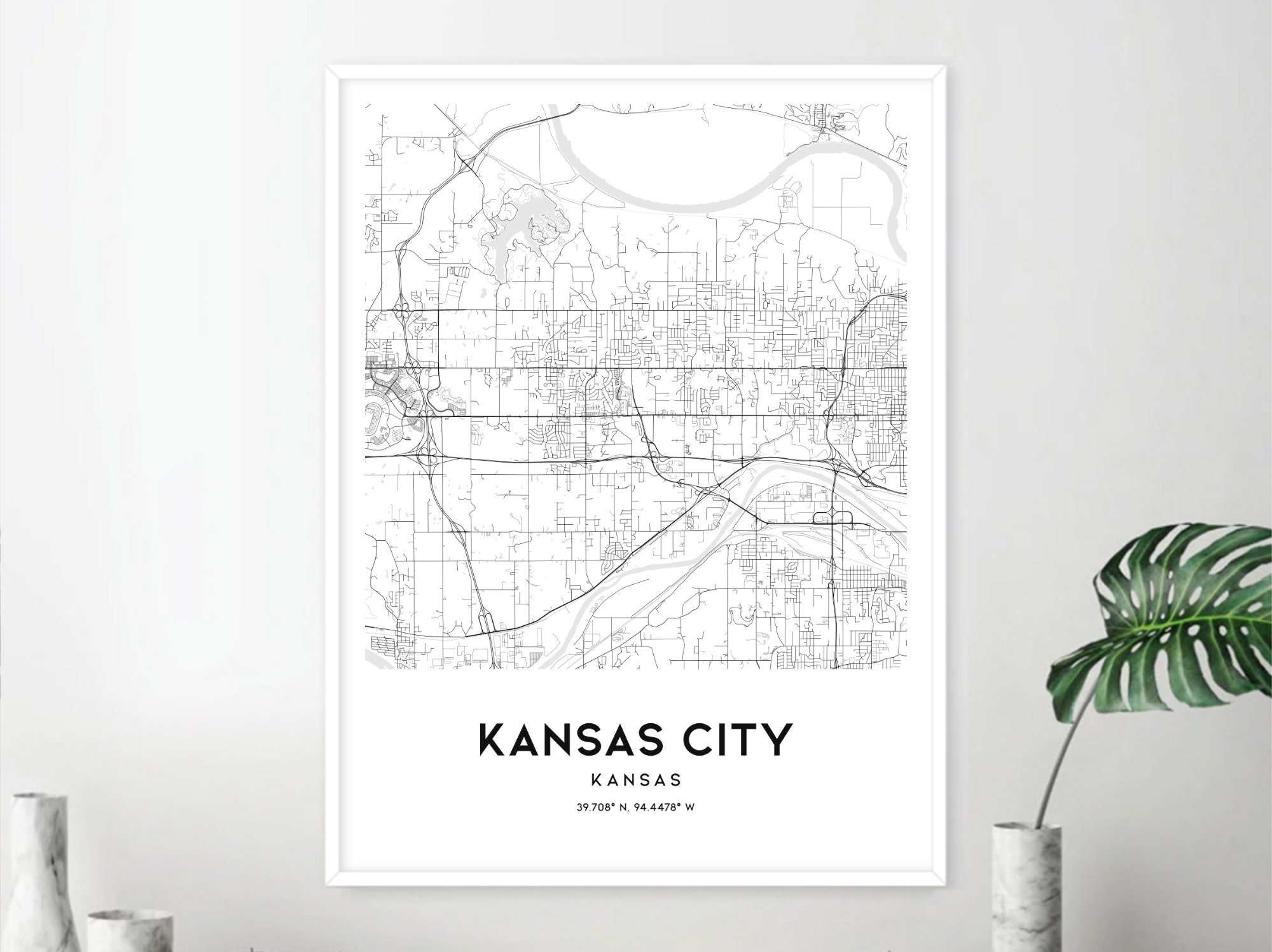 Kansas City Map Print, Kansas City Map Poster Wall Art, Ks City Map ...