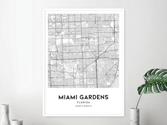 Miami Gardens Map Print Miami Gardens Map Poster Wall Art Fl | Etsy España