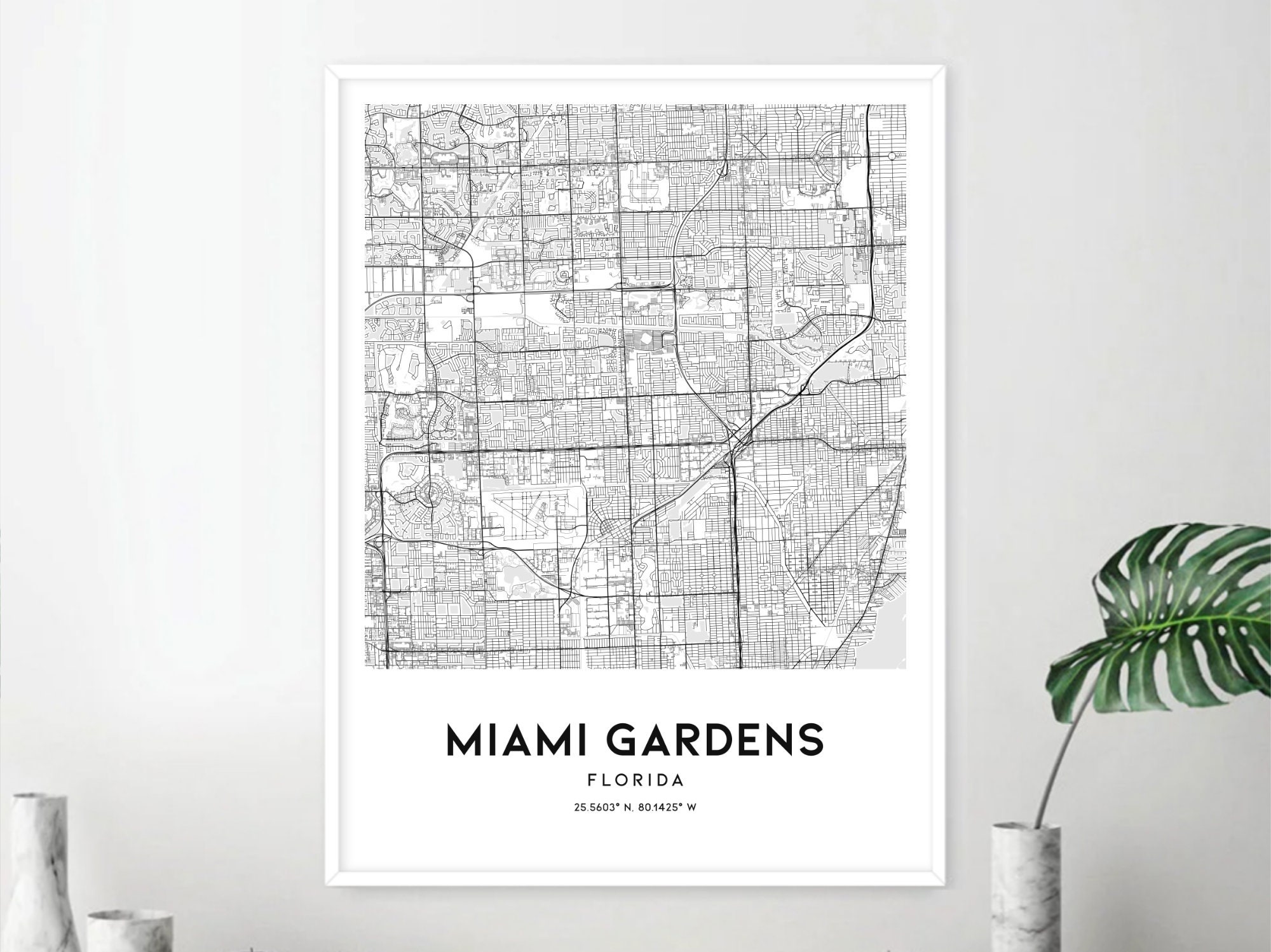 Miami Gardens Map Print, Miami Gardens Map Poster Wall Art, Fl City Map ...