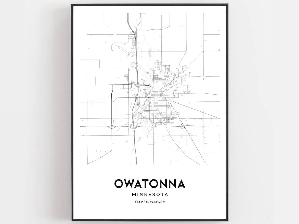 Owatonna Map Print Owatonna Map Poster Wall Art Mn City | Etsy
