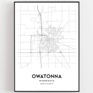 Owatonna Map Print Owatonna Map Poster Wall Art Mn City | Etsy