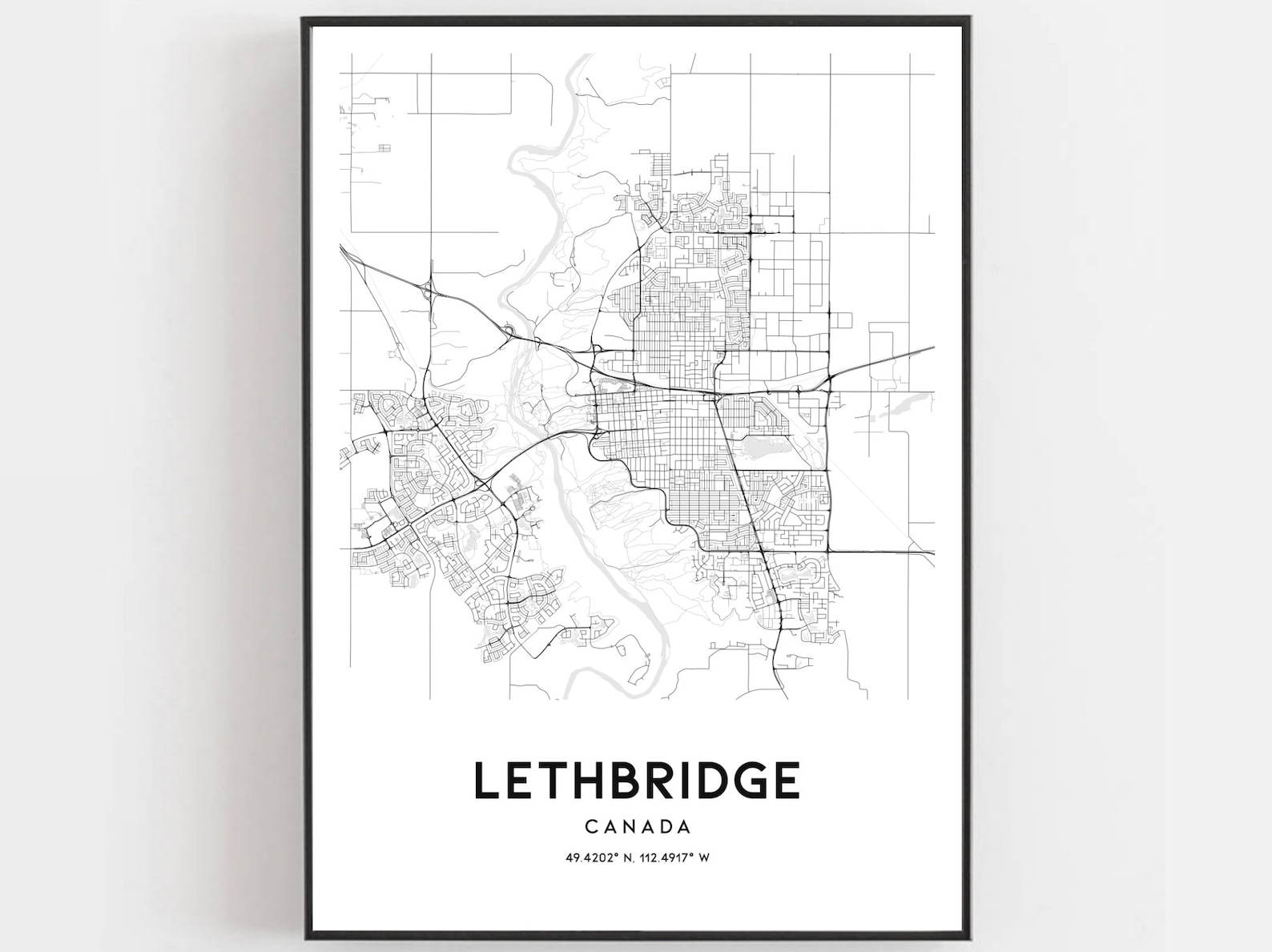 Lethbridge Map Print Lethbridge Map Poster Wall Art | Etsy
