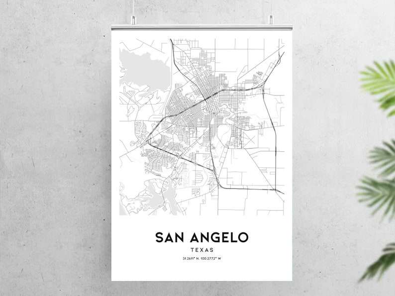 San Angelo Map Print San Angelo Map Poster Wall Art Tx City | Etsy