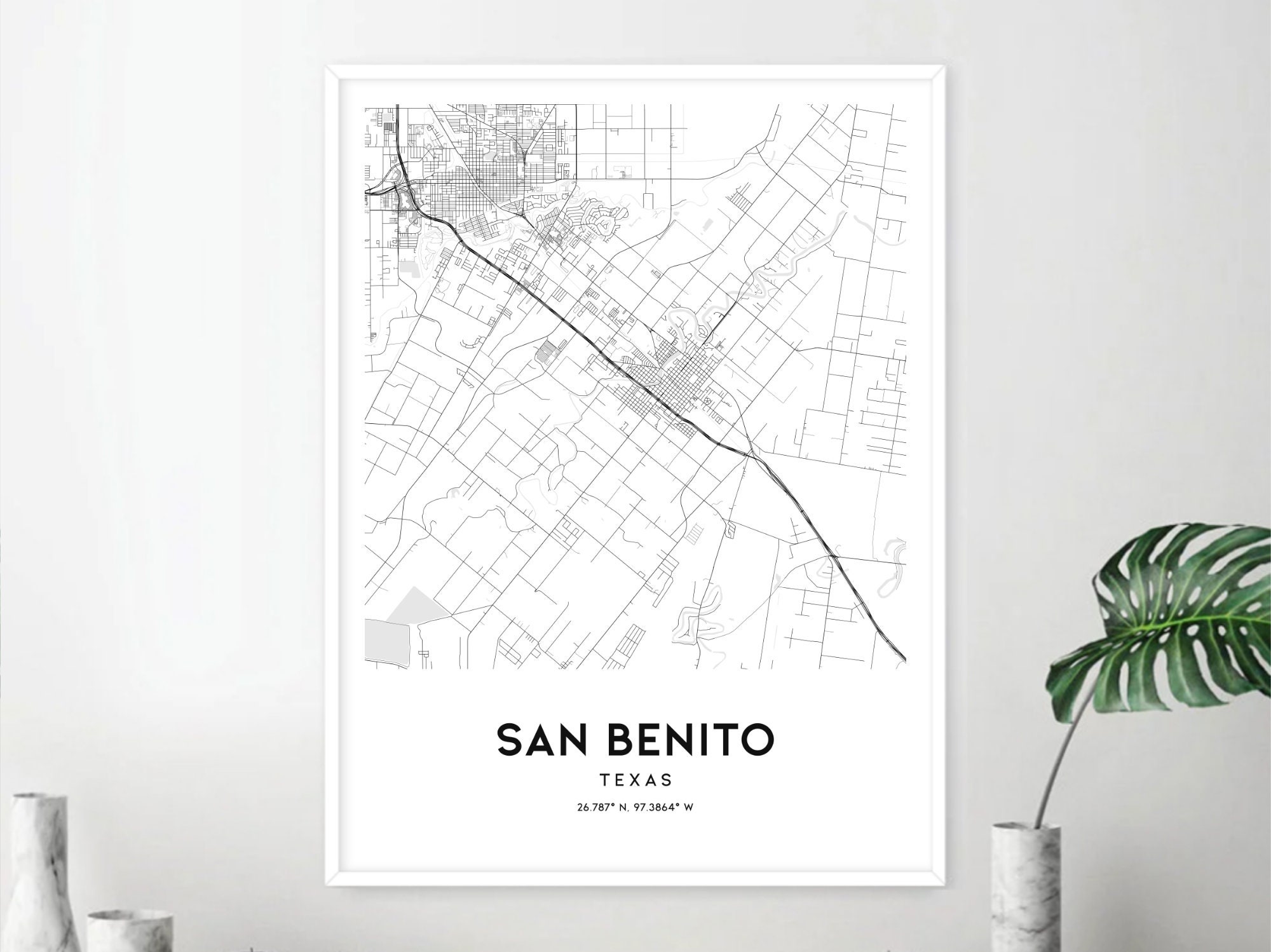 San Benito Map Print, San Benito Map Poster Wall Art, Tx City Map ...
