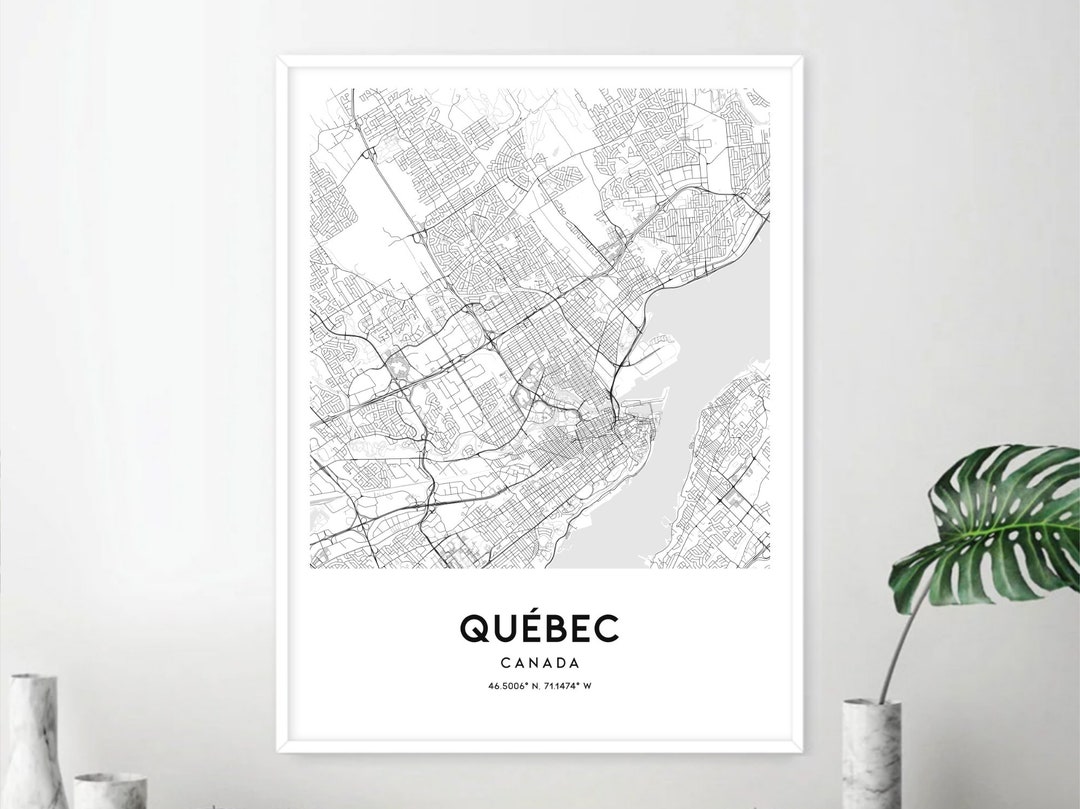 Québec Map Print, Québec Map Poster Wall Art, Québec City Map, Québec ...