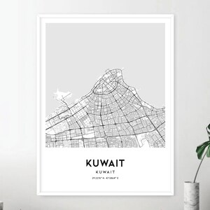 Kuwait Map Print, Kuwait Map Poster Wall Art, Kuwait City Map, Kuwait ...