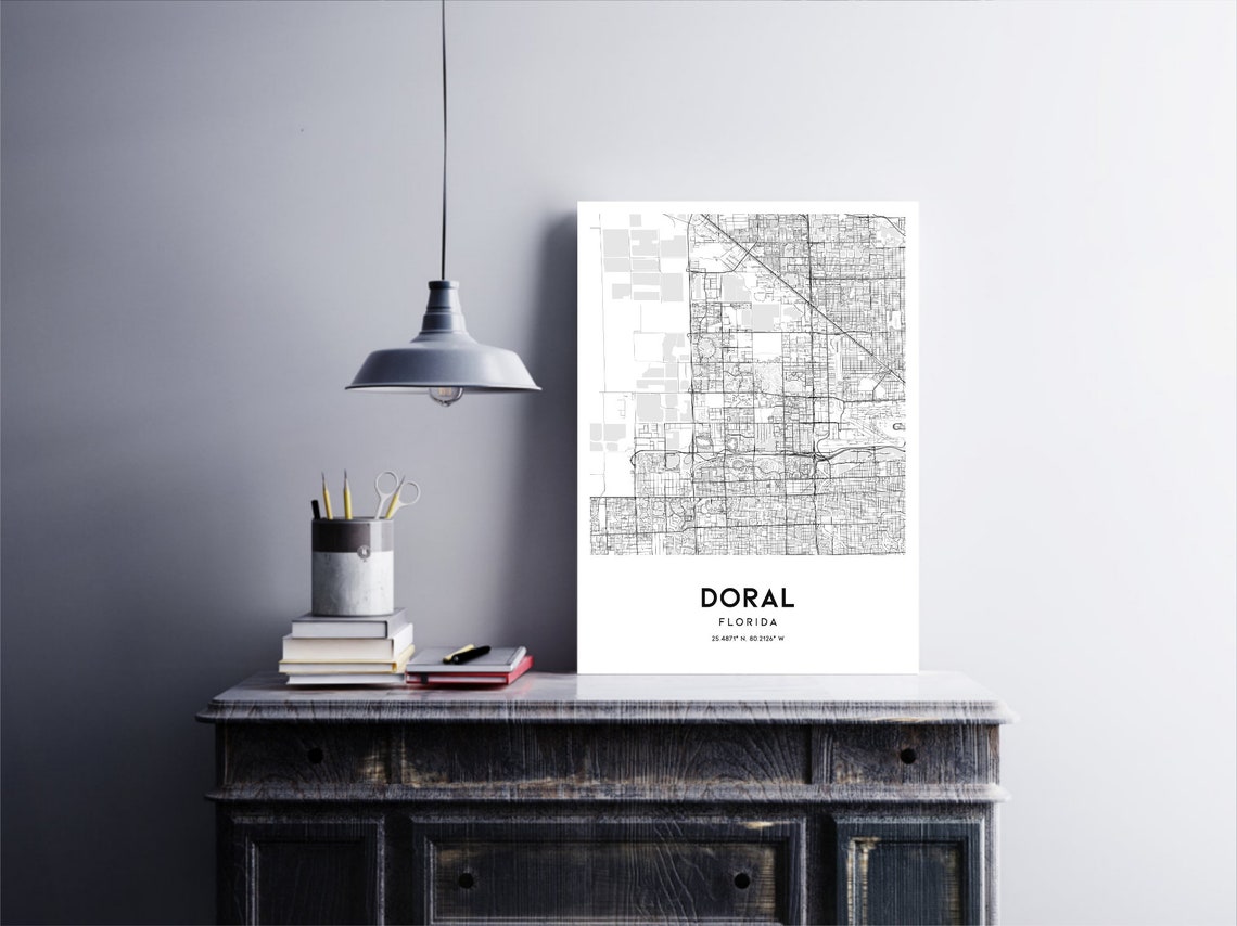 Doral Map Print, Doral Map Poster Wall Art, Fl City Map, Florida Print ...