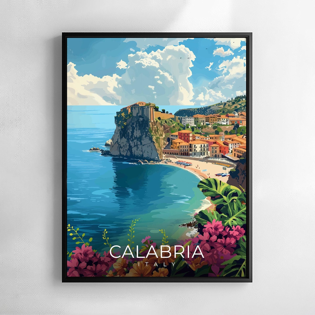 Calabria Print Italy Travel Wall Art Coastal Landscape Village ...