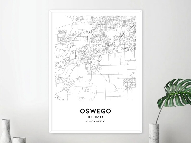 Oswego Map Print Oswego Map Poster Wall Art Il City Map - Etsy