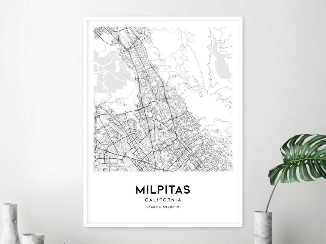 Milpitas Map Print, Milpitas Map Poster Wall Art, Ca City Map ...