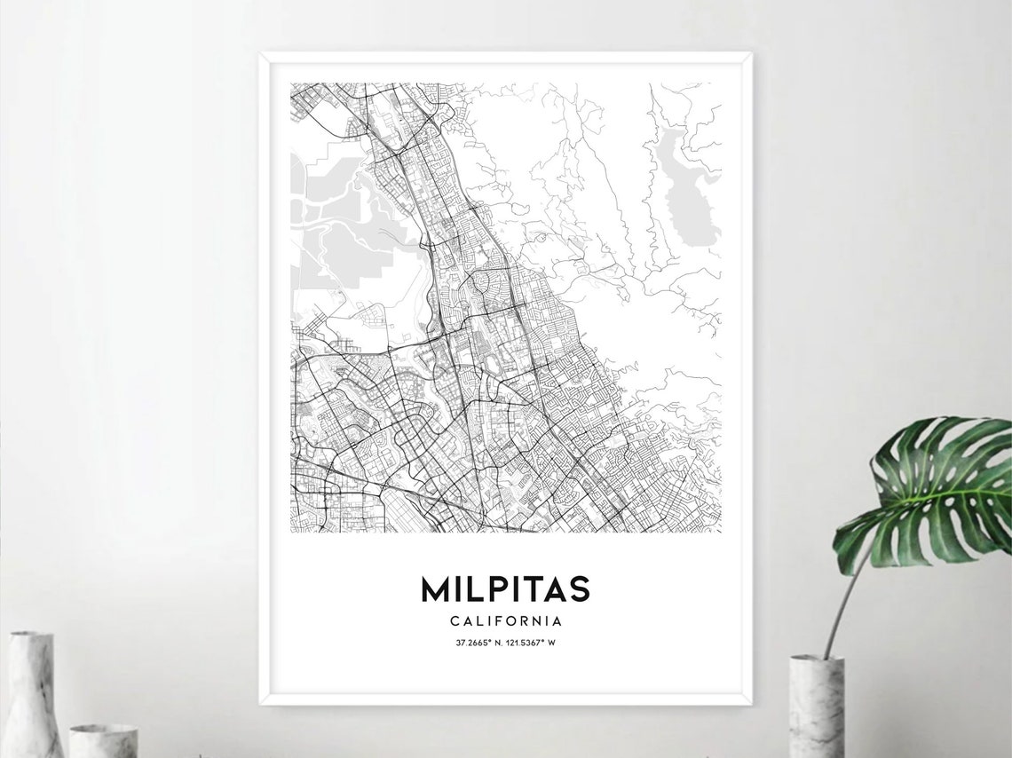 Milpitas Map Print, Milpitas Map Poster Wall Art, Ca City Map ...