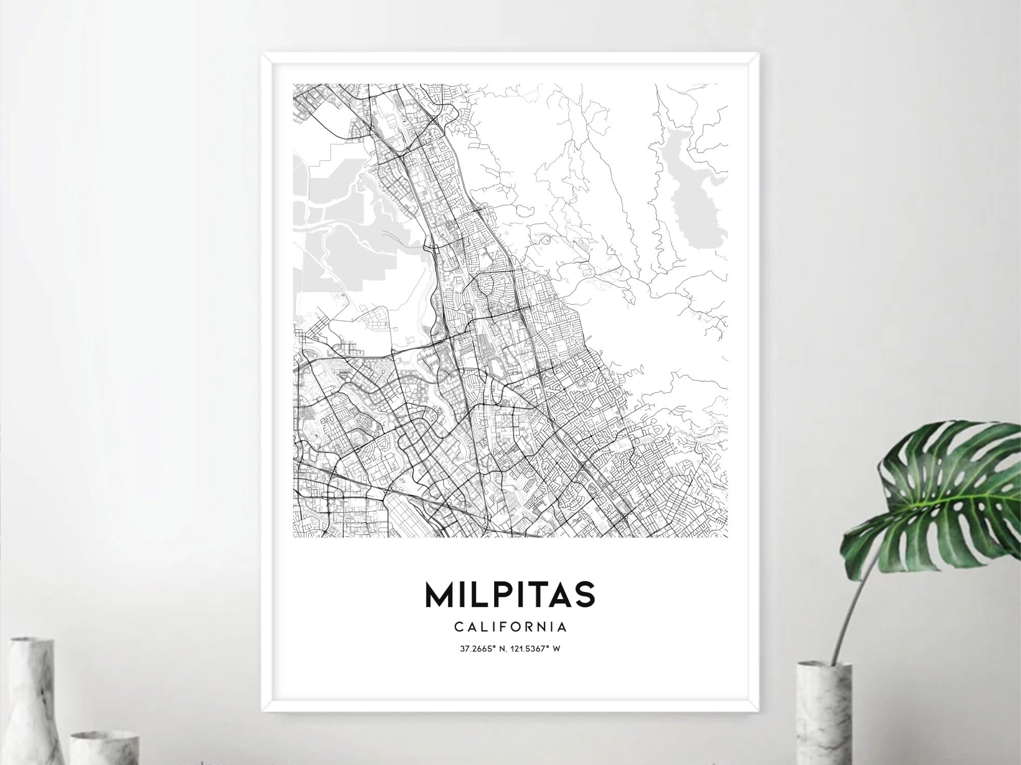 Milpitas Map Print, Milpitas Map Poster Wall Art, Ca City Map ...