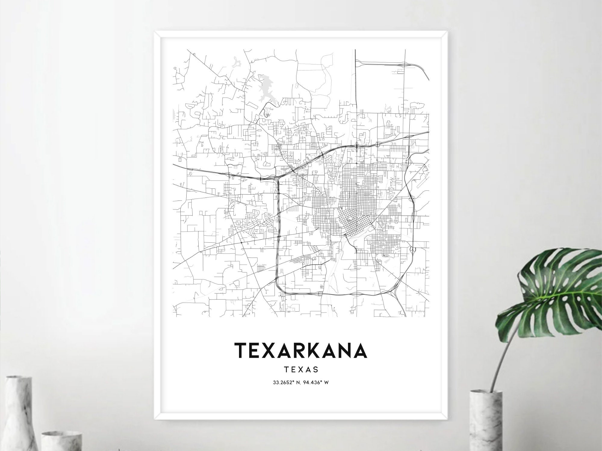 Texarkana Map Print Texarkana Map Poster Wall Art Tx City - Etsy