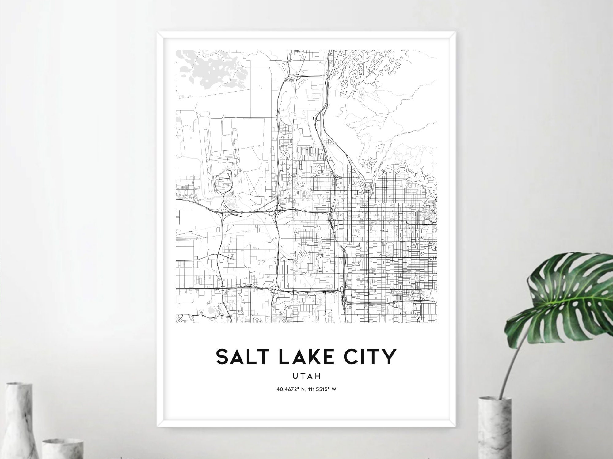 Salt Lake City Map Print, Salt Lake City Map Poster Wall Art, Ut City ...