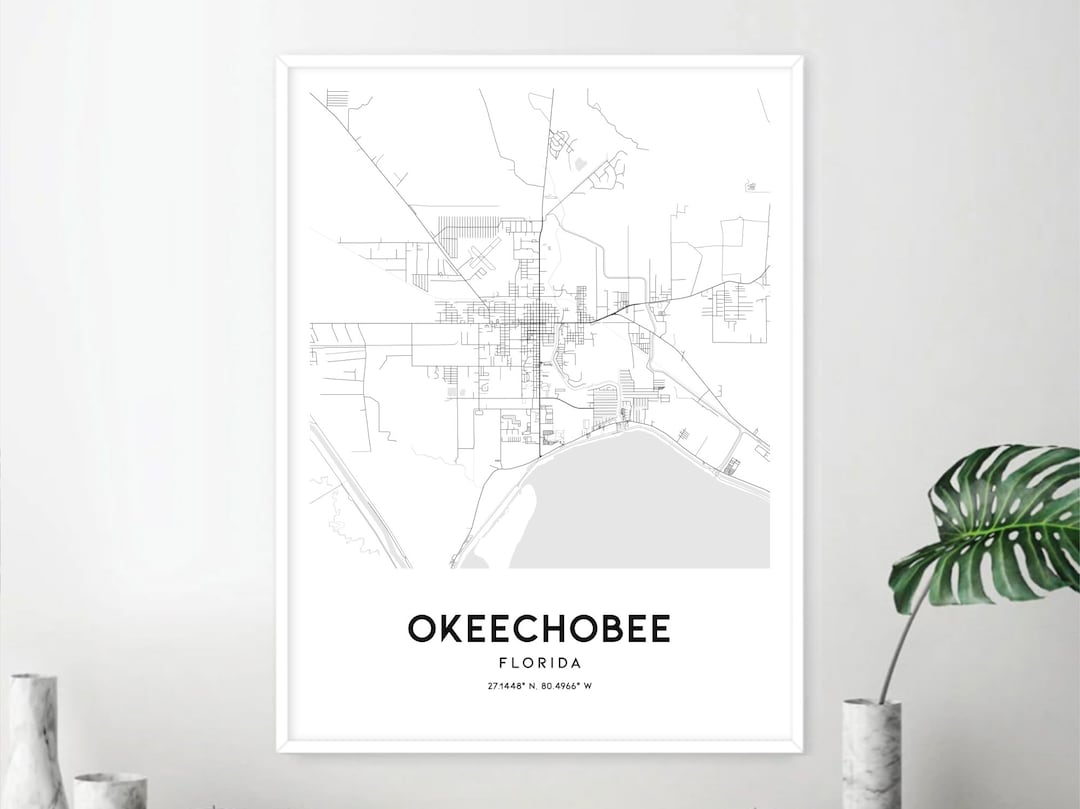 Okeechobee Map Print, Okeechobee Map Poster Wall Art, Fl City Map ...