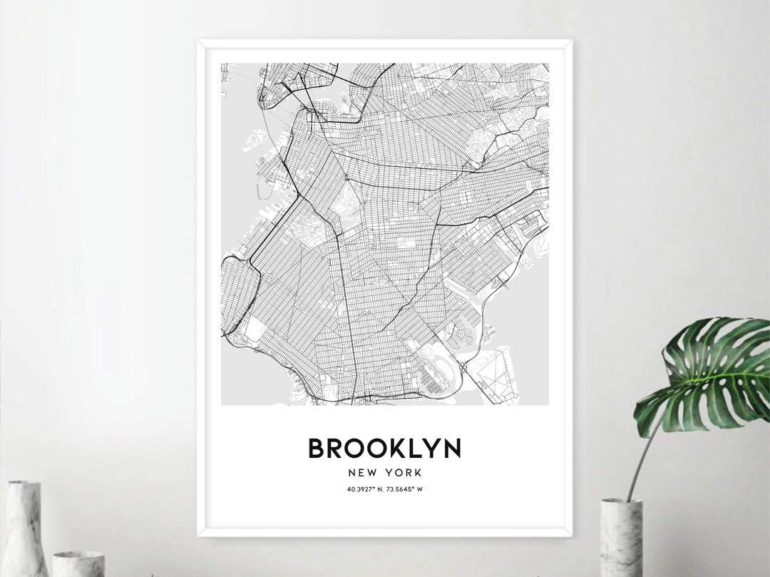 Brooklyn Map Print Brooklyn Map Poster Wall Art Ny City Map - Etsy