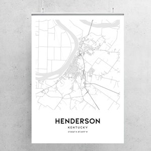 Henderson Map Print Henderson Map Poster Wall Art Ky City | Etsy