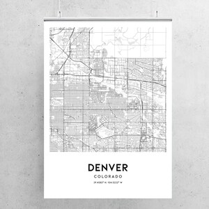Denver Map Print Denver Map Poster Wall Art Co City Map | Etsy
