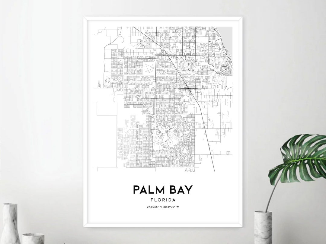 Palm Bay Map Print, Palm Bay Map Poster Wall Art, Fl City Map, Florida ...