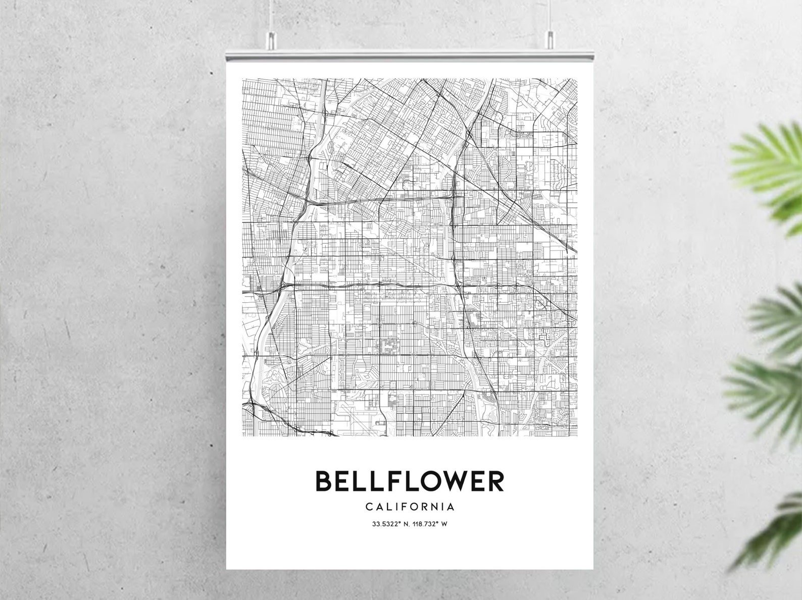 Bellflower Map Print Bellflower Map Poster Wall Art Ca City | Etsy