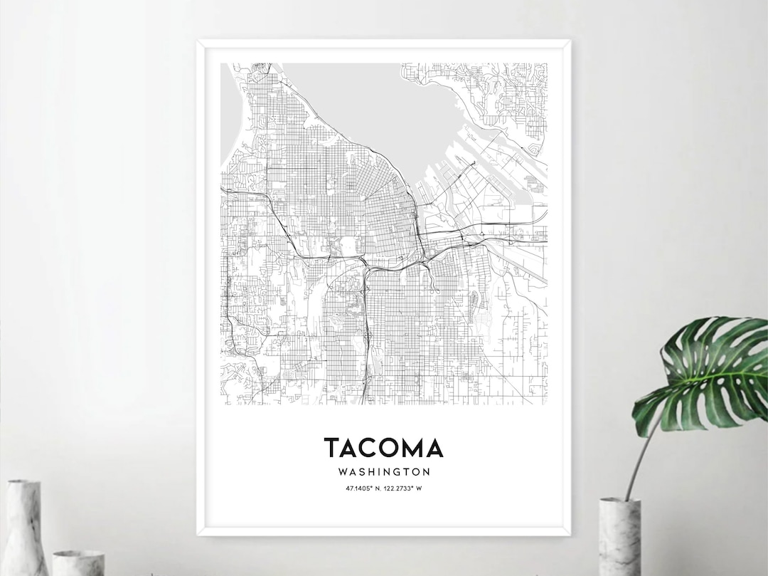 Tacoma Map Print, Tacoma Map Poster Wall Art, Wa City Map, Washington ...
