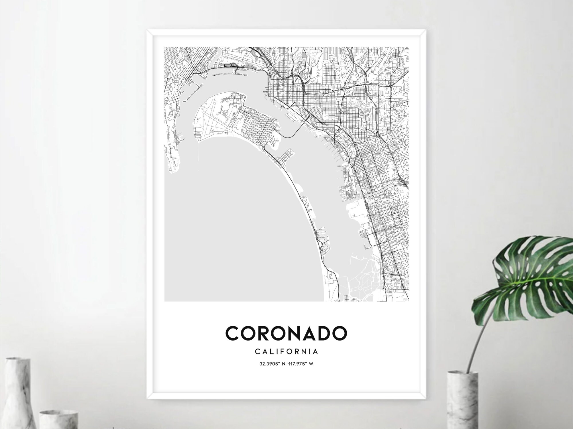 Coronado Map Print Coronado Map Poster Wall Art Ca City Map - Etsy