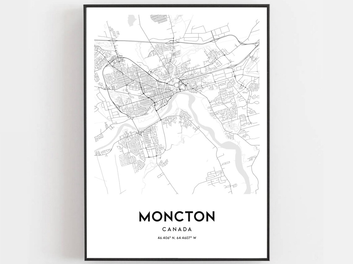 Moncton Map Print Moncton Map Poster Wall Art Moncton City | Etsy