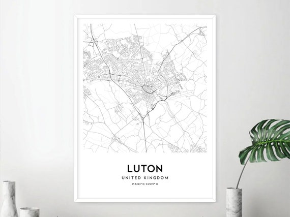 Luton Map Print Luton Map Poster Wall Art Luton City Map - Etsy
