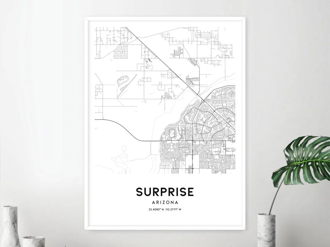 Surprise Map Print Surprise Map Poster Wall Art Az City Map - Etsy
