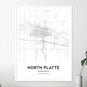 North Platte Map Print, North Platte Map Poster Wall Art, Ne City Map ...