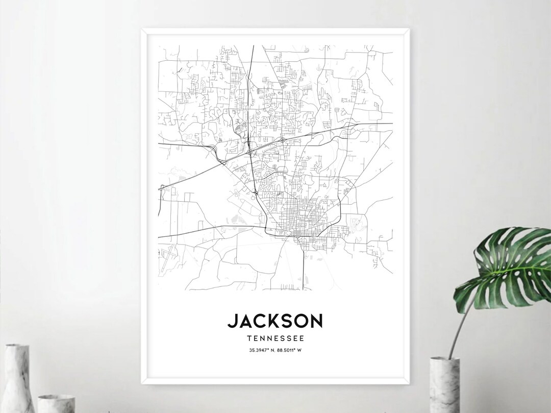 Jackson Map Print, Jackson Map Poster Wall Art, Tn City Map, Tennessee ...