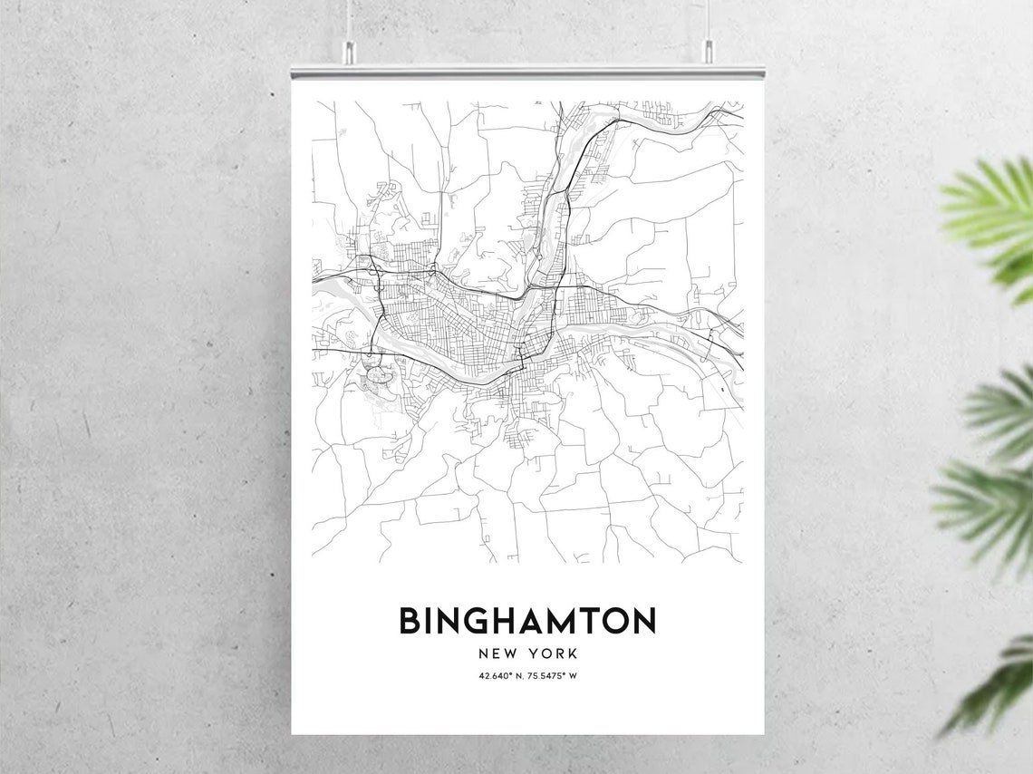 Binghamton Map Print Binghamton Map Poster Wall Art Ny City | Etsy