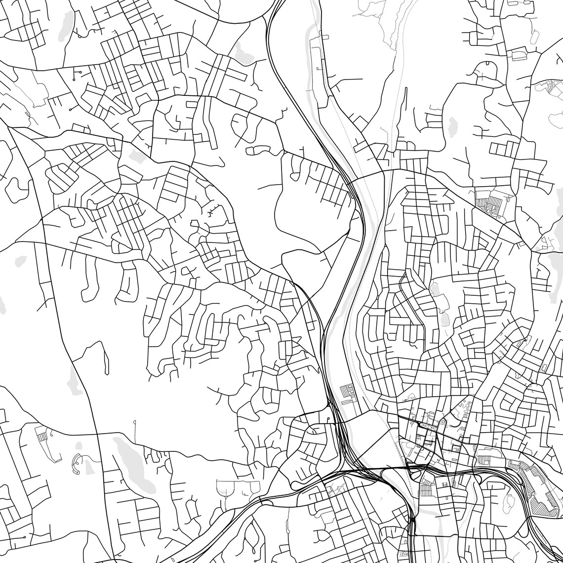 Waterbury Map Print Waterbury Map Poster Wall Art Ct City - Etsy