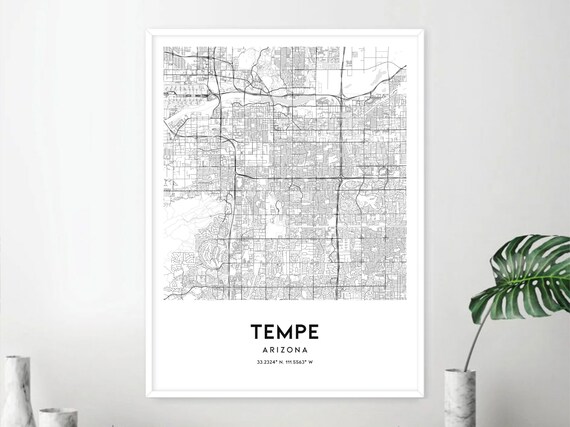 Tempe Map Print Tempe Map Poster Wall Art Az City Map | Etsy