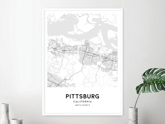 Pittsburg Map Print Pittsburg Map Poster Wall Art Ca City | Etsy