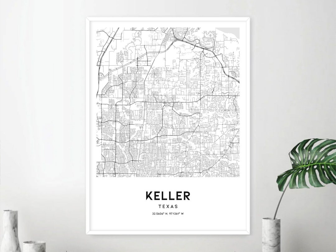 Keller Map Print Keller Map Poster Wall Art Tx City Map - Etsy