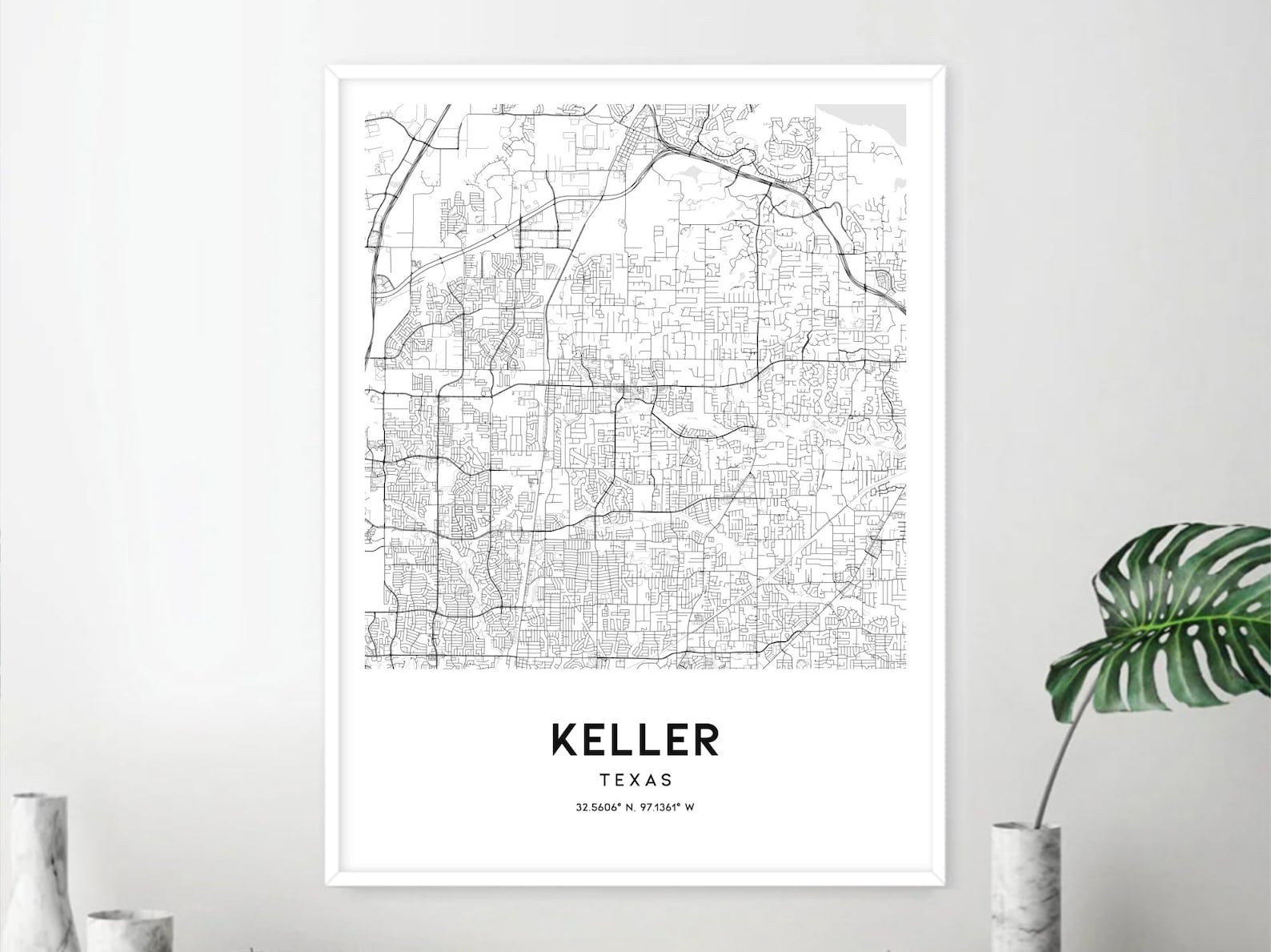 Keller Map Print, Keller Map Poster Wall Art, Tx City Map, Texas Print ...