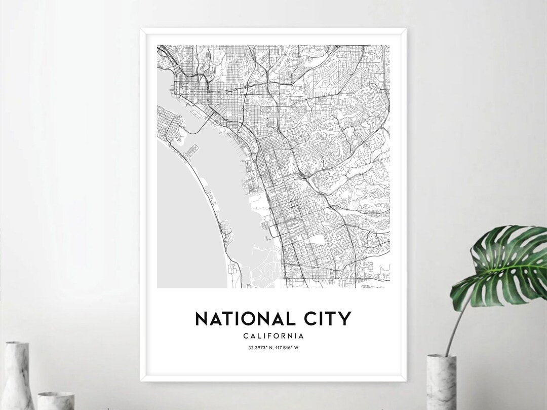 National City Map Print National City Map Poster Wall Art Ca - Etsy