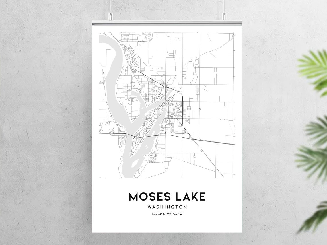 Moses Lake Map Print Moses Lake Map Poster Wall Art Wa City | Etsy