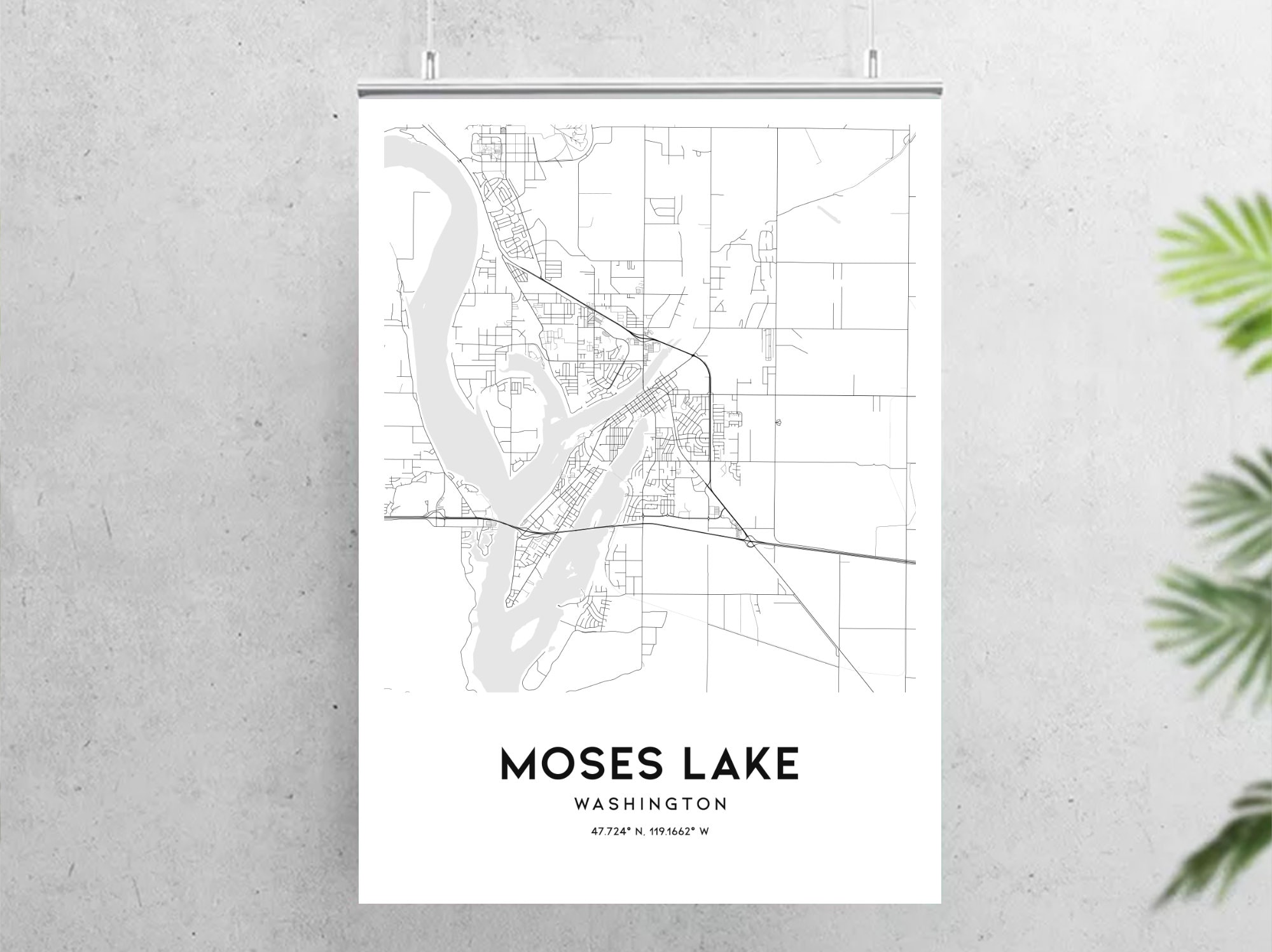 Moses Lake Map Print Moses Lake Map Poster Wall Art Wa City | Etsy